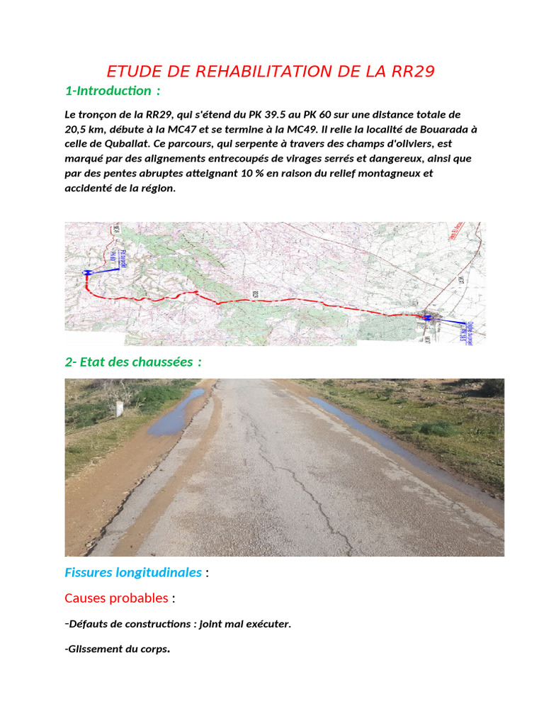 Réhabilitation de la RR29: État et Trafic | PDF