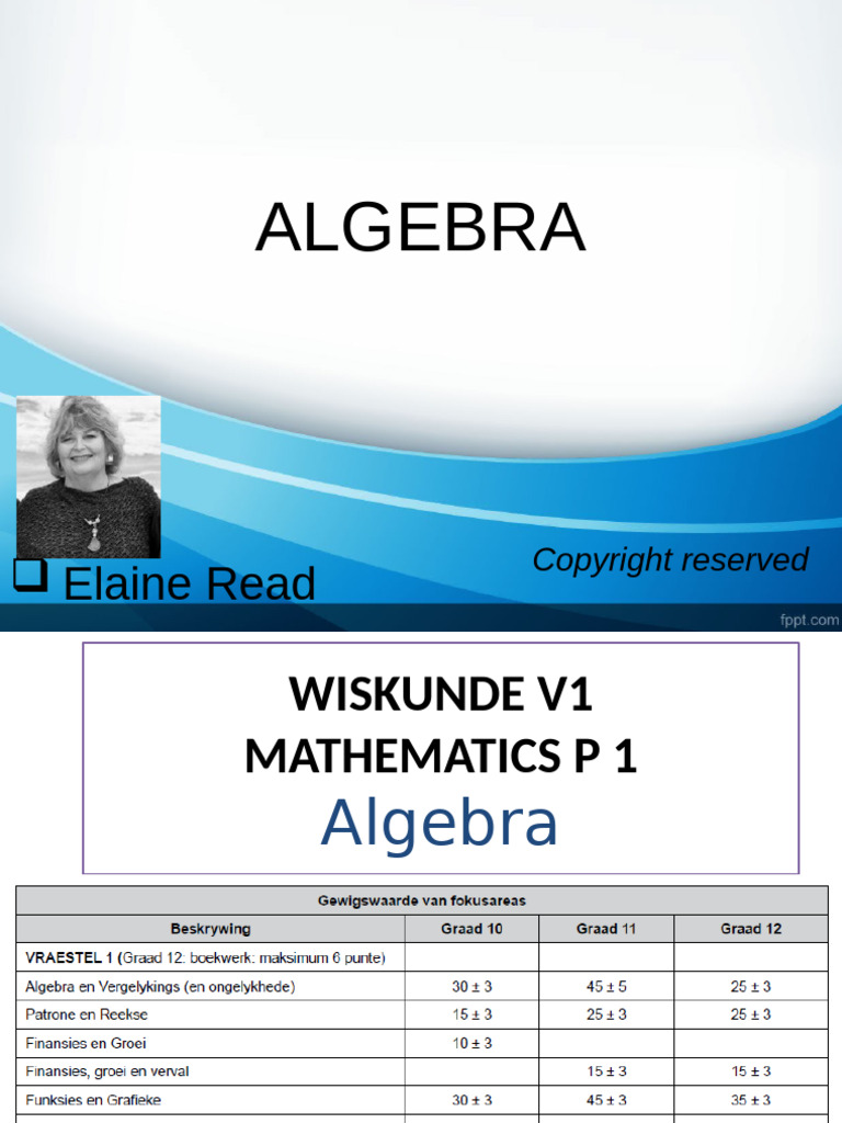 GR 11 Studie Program - Algebra | PDF | Exponentiation | Factorization