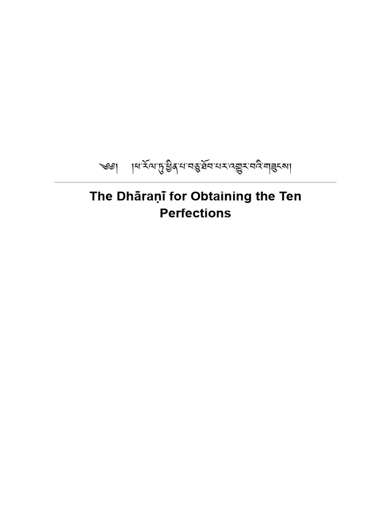 The Dhāra Ī For Obtaining The Ten Perfections | PDF | Tibetan Buddhism ...
