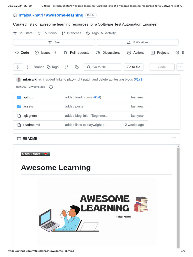 GitHub - Mfaisalkhatri - Awesome-Learning - Curated Lists of Awesome ...