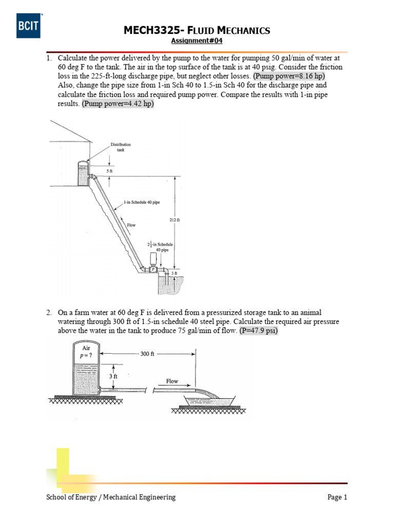 Fluid Mechanics-Assignment04 (2024) | PDF