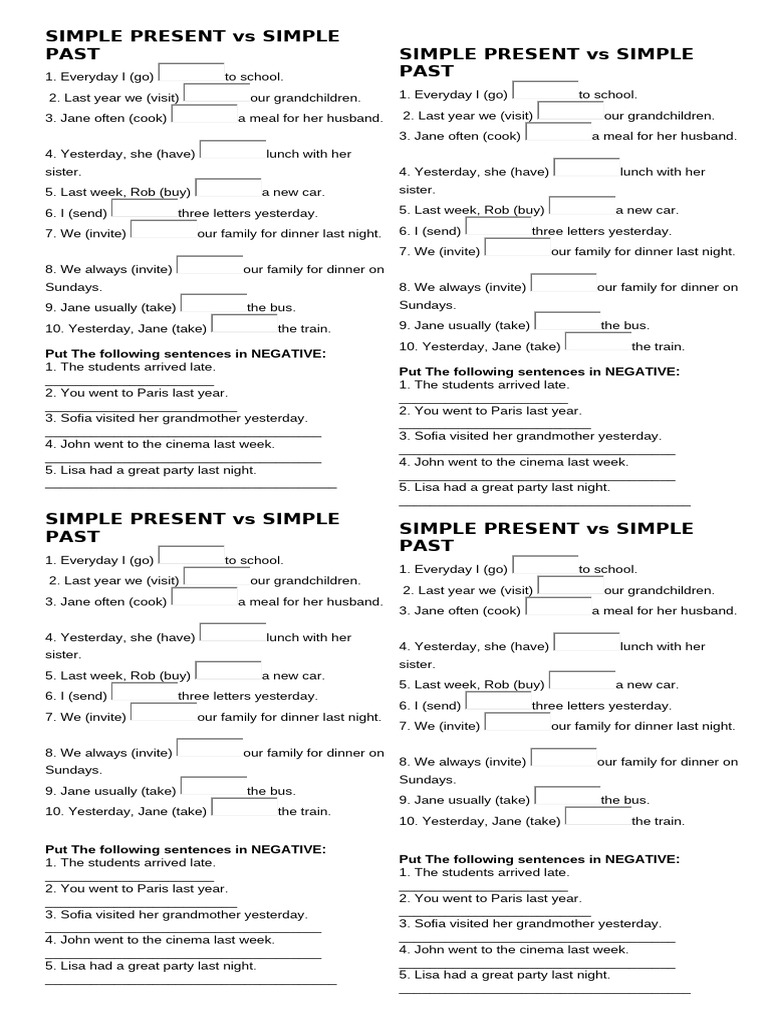 Simple Present Vs Simple Past | PDF | Lunch | Dinner