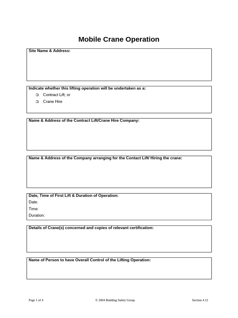Method Statement Mobile Crane Operations | PDF