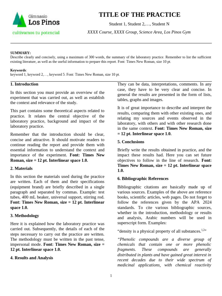 Guide To Submit A Laboratory Report in Science | PDF | Chemical ...