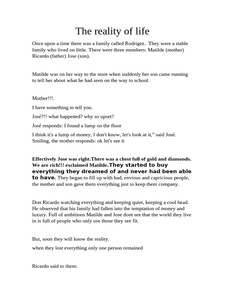 The Reality of Life | PDF