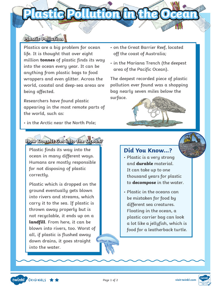 T TP 2549933 Plastic Pollution in The Ocean LKS2 NonFiction Reading Comprehension Activity Ver 3 ...