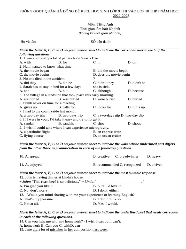 Tieng Anh Ha Dong 1 1088 | PDF | Special Relationship