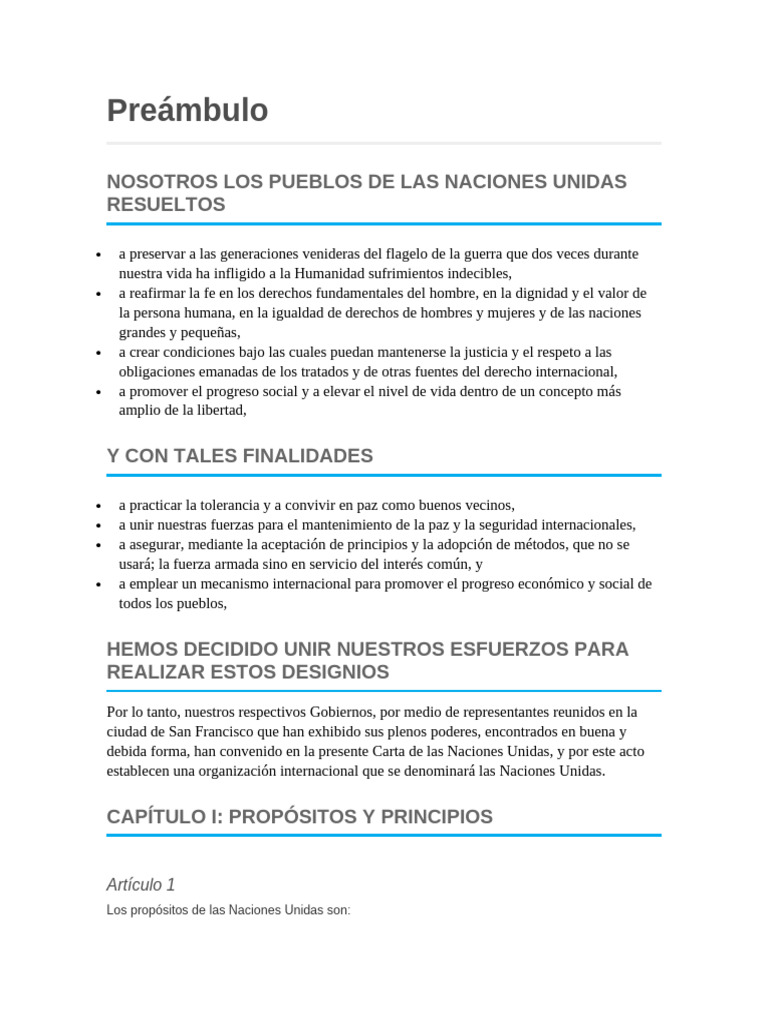 Carta de La Onu | PDF | Naciones Unidas | Relaciones internacionales