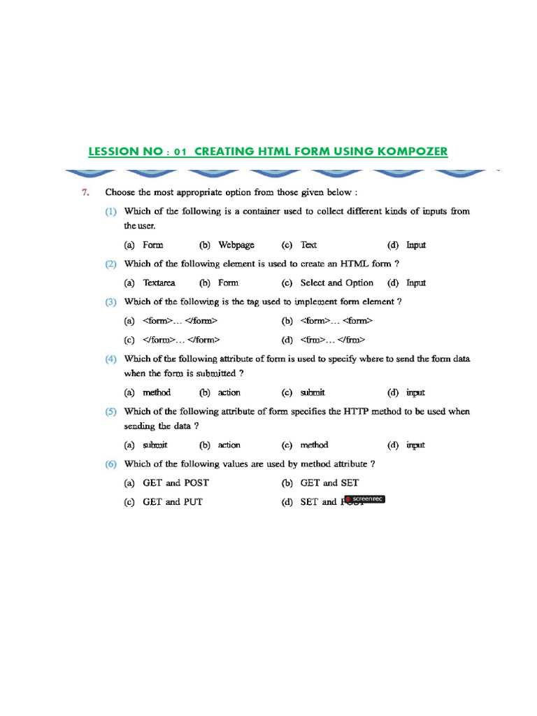 HTML Forms and Web Design Lessons | PDF | Home & Garden | Computers