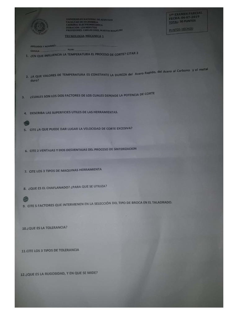 Primer Final Tec Mec 1 2019 | PDF