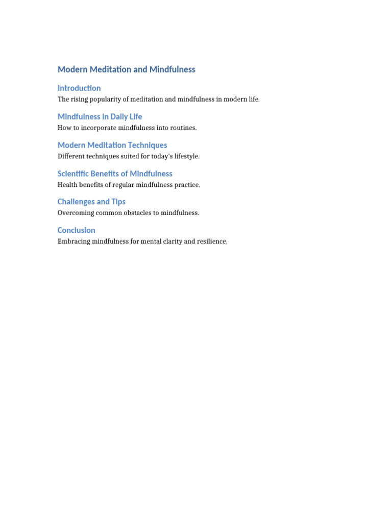 Modern Meditation and Mindfulness | PDF | Self-Improvement