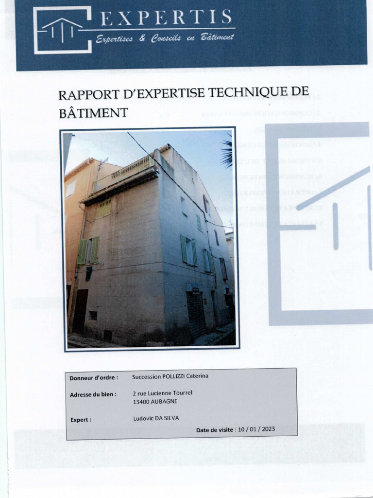 Rapport D'expertise Structure Immeuble Aubagne | PDF