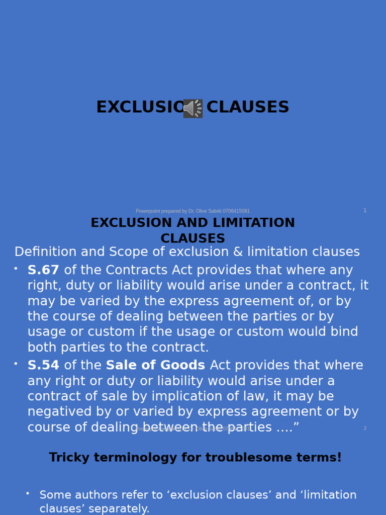 Understanding Exclusion Clauses in Contracts | PDF | Breach Of Contract ...