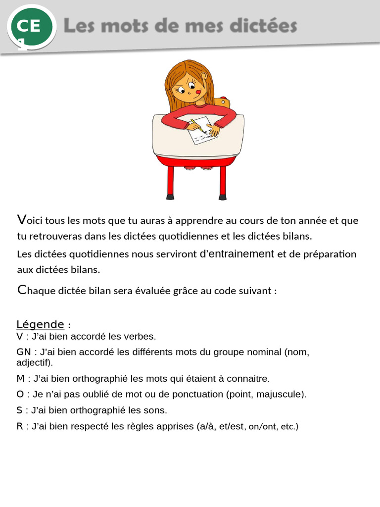 Mots à apprendre pour dictées scolaires | PDF | Arts du langage et ...