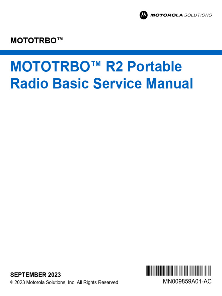 MOTOTRBO R2 Portable Radio Basic Service Manual | PDF | Trademark | License