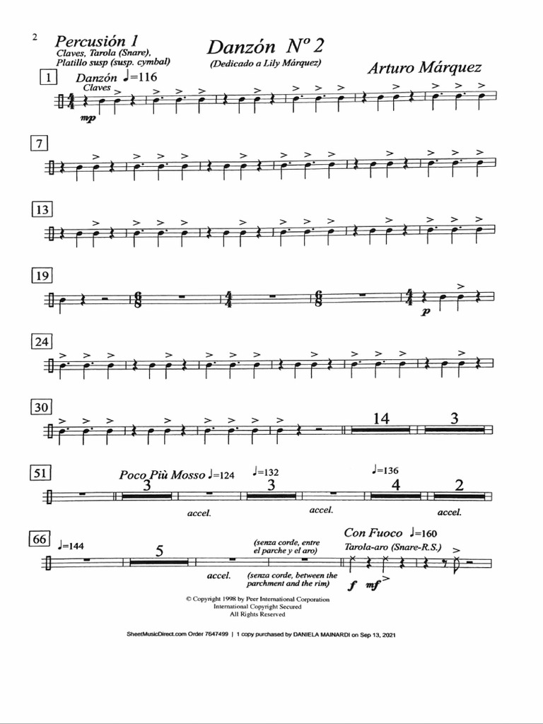 Danzon n2 Percussioni 1 | PDF