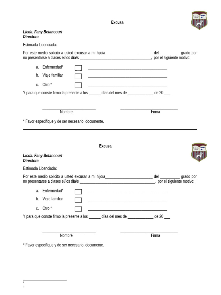 Excusa 2024-2025 | PDF