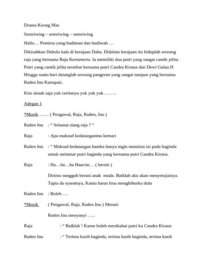 Drama Keong Mas: Cinta dan Iri di Daha | PDF | Griya & Taman | Seni