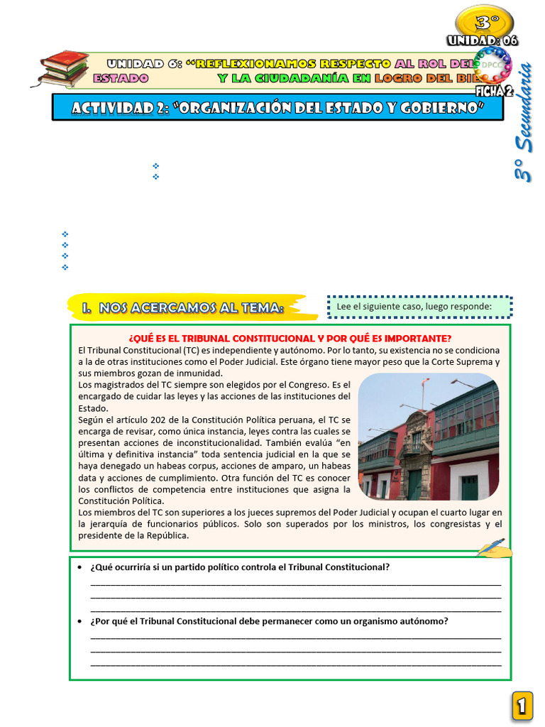 3° DPCC - Actv.02-Unid.6 2023 | PDF | Gobierno | Justicia