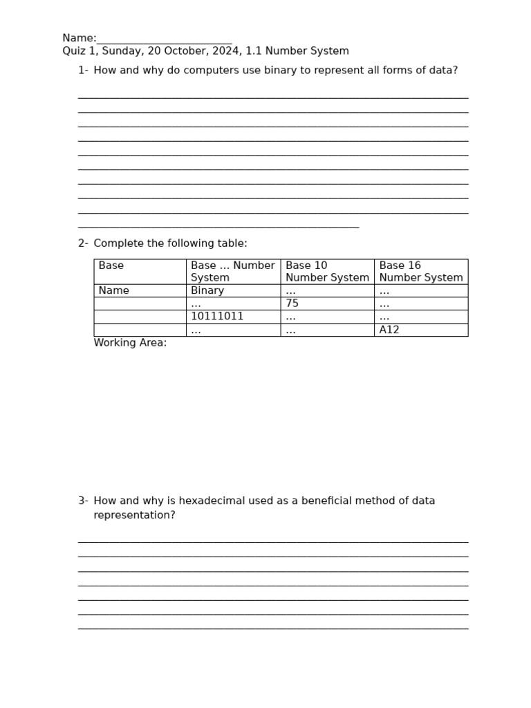 Understanding Number Systems Quiz | PDF | Theory Of Computation ...