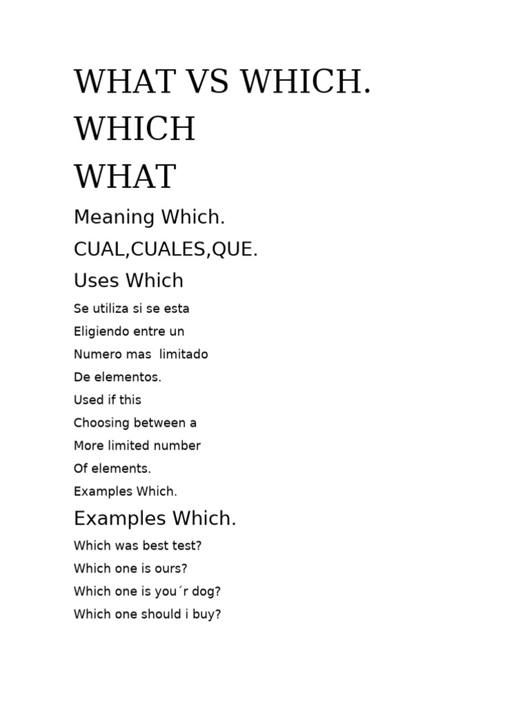 What VS Which | PDF