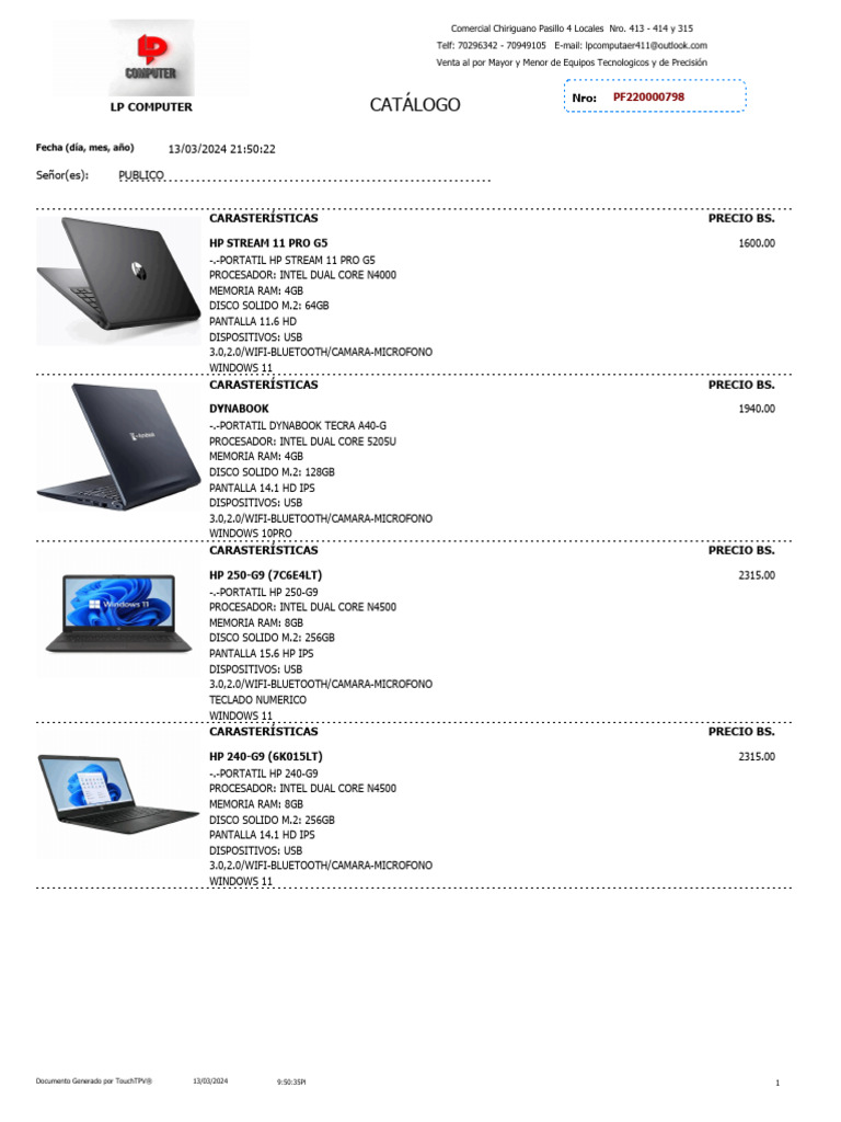 Catalogo LP Computer (Marzo) | PDF | USB | Ordenador portátil