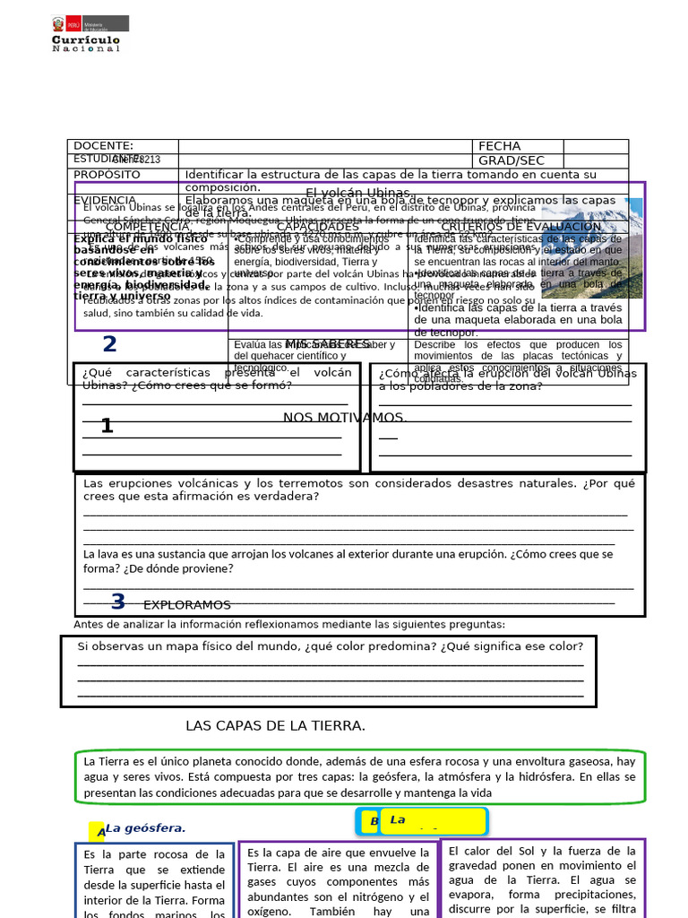 A-1º Act 1 Cyt Und 6 - Sem 1 | PDF | Placas tectónicas | Tierra