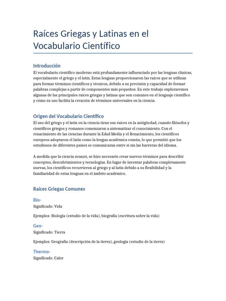 Raices Griegas Latinas Cientifico | PDF | latín | Science