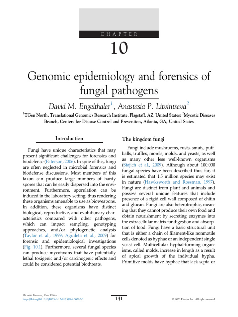 Genomic Epidemiology and Forensics of Fungal Phatogens | PDF | Fungus ...