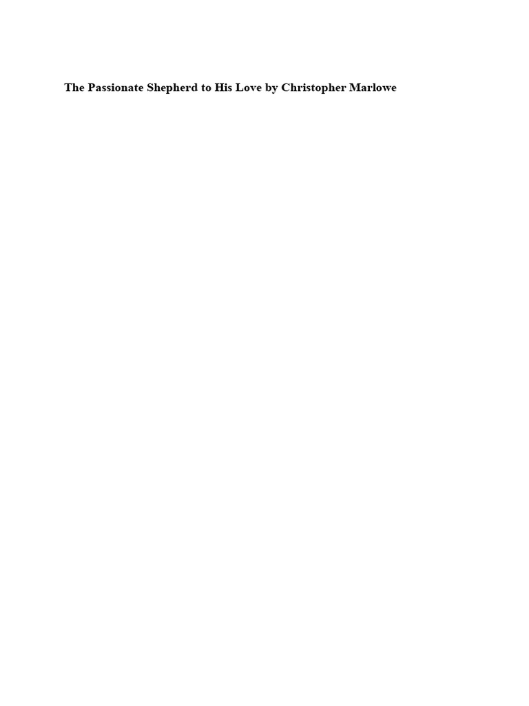 Marlowe's Love Poems and Themes | PDF | Poems