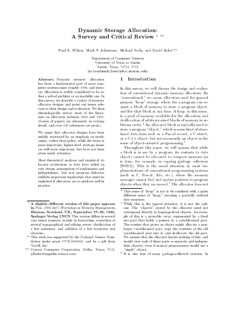 Dynamic Memory Allocator Review Pdf Computer Data Storage Computer Programming