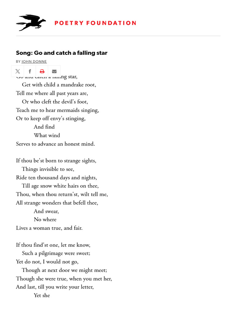 John Donne's "Go and Catch a Falling Star" | PDF