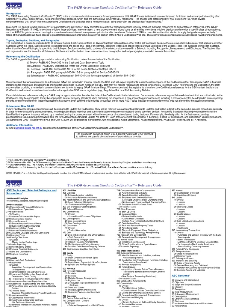 Codification Reference Guide (KPMG) (00663376) | PDF | Consolidation ...