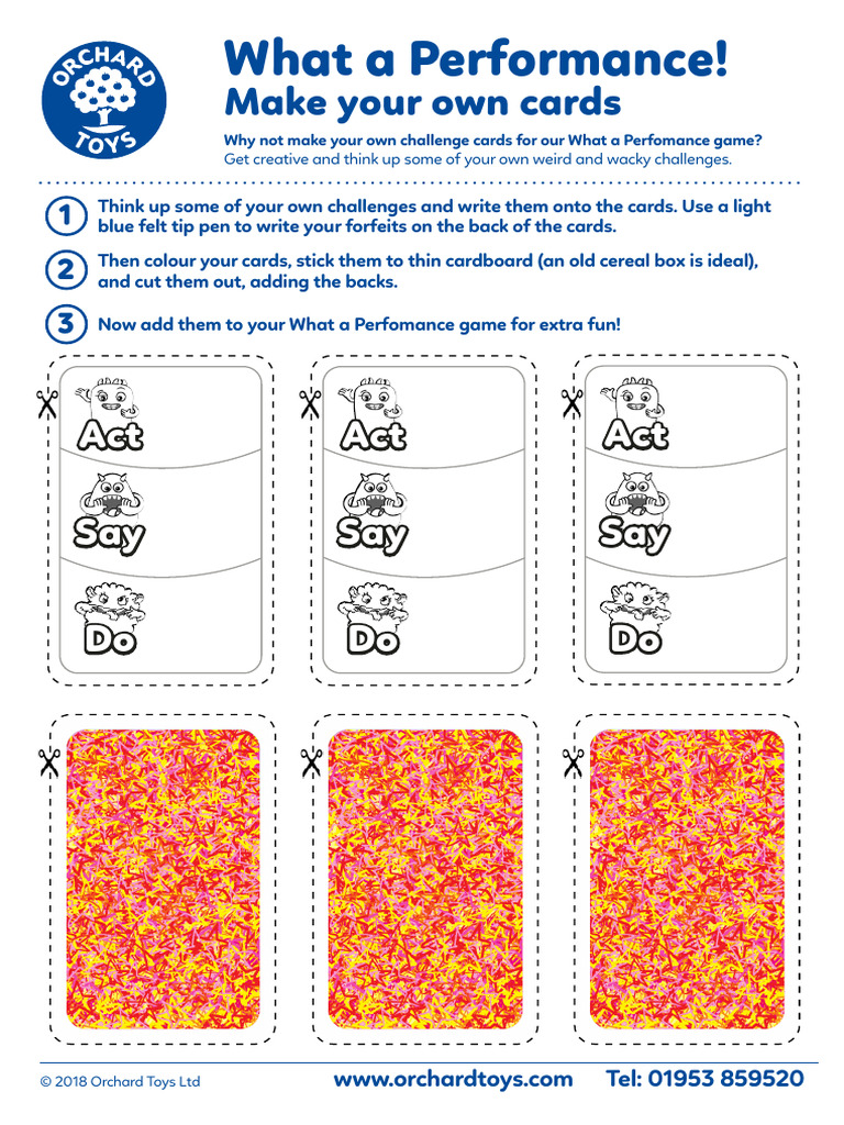 Make Your Own Wap Cards Activity Sheet | PDF