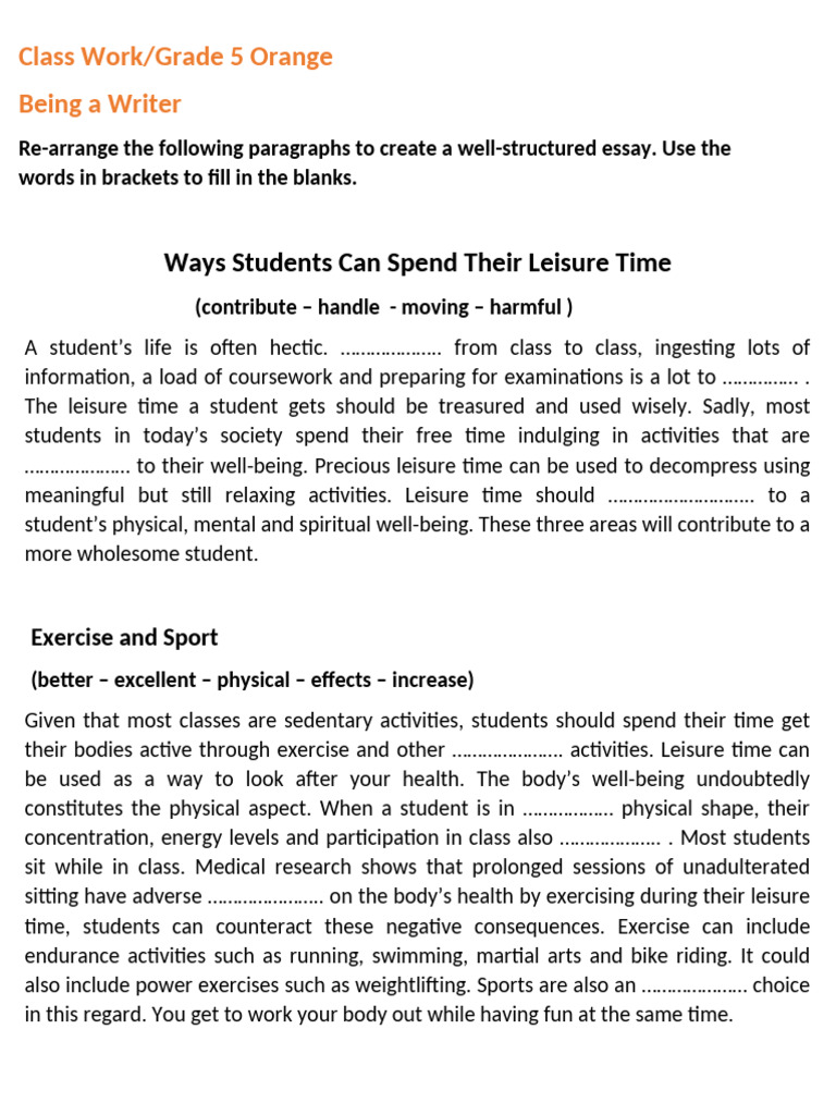 Ways Students Can Spend Their Leisure Time | PDF | Psychology