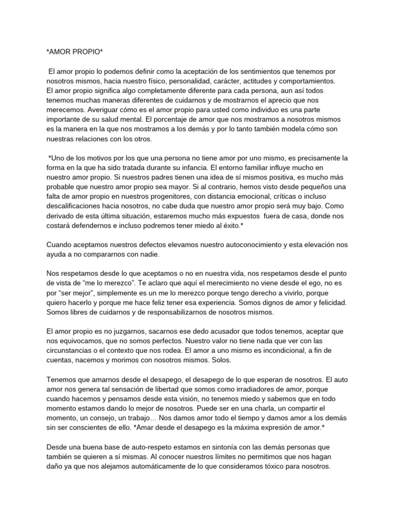 Claves del Amor Propio y su Importancia | PDF | Autoestima | Amor