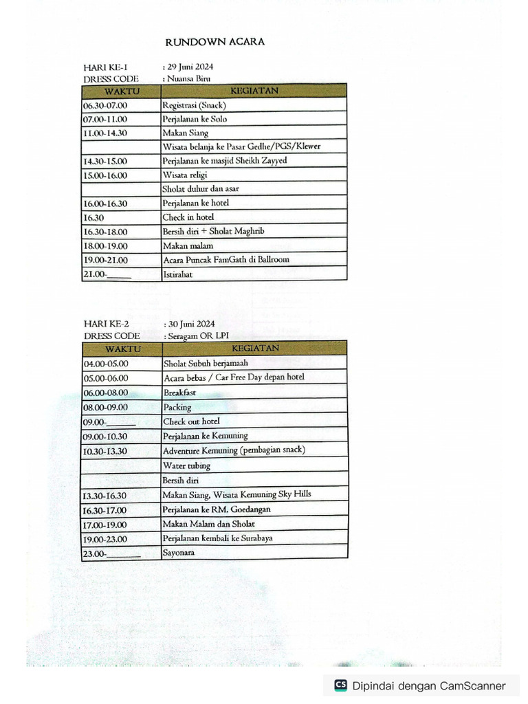 Rundown Family Gathering 2024 | PDF