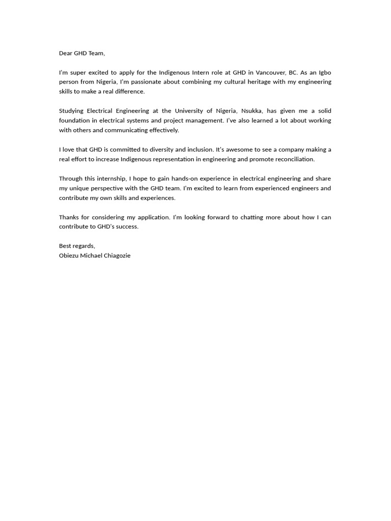 Application for GHD Indigenous Internship | PDF