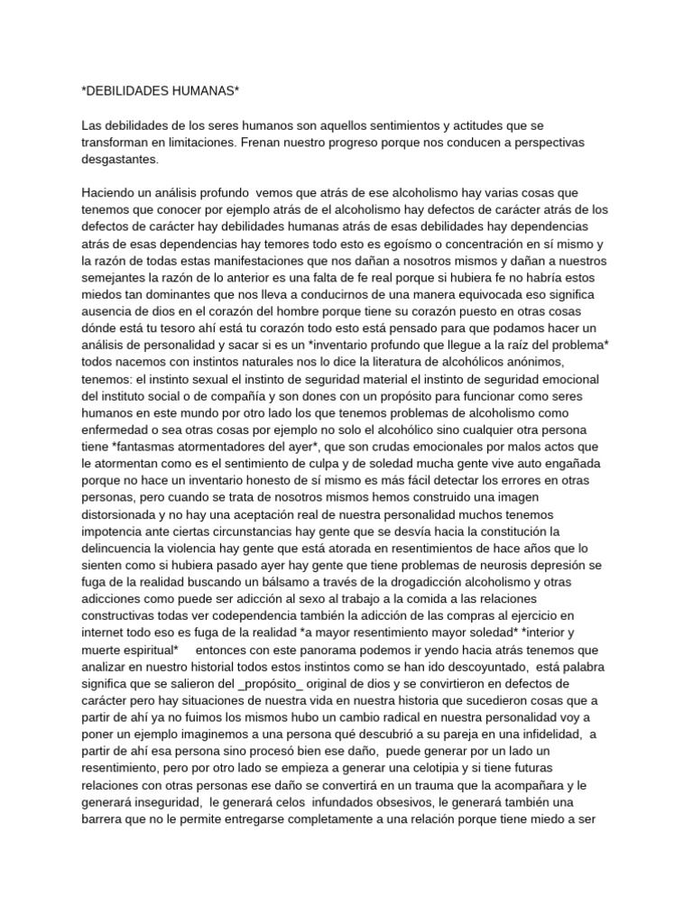 Debilidades Humanas | PDF | Amor | Timidez
