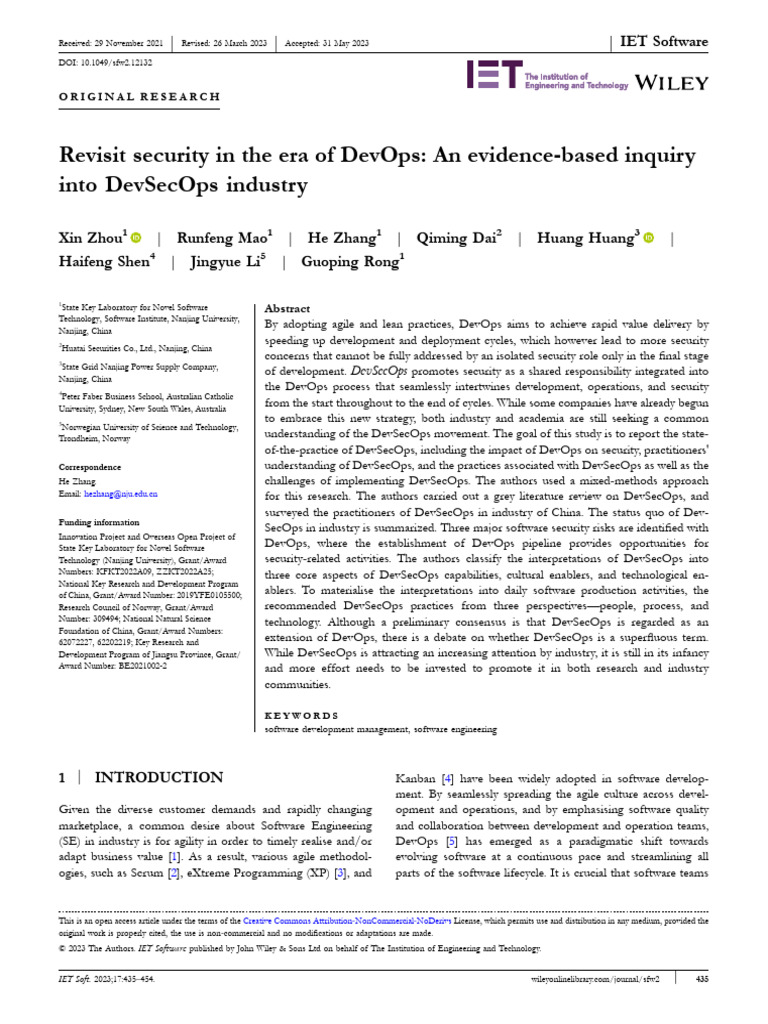 DevSecOps: Enhancing Security in DevOps | PDF | Survey Methodology | Questionnaire
