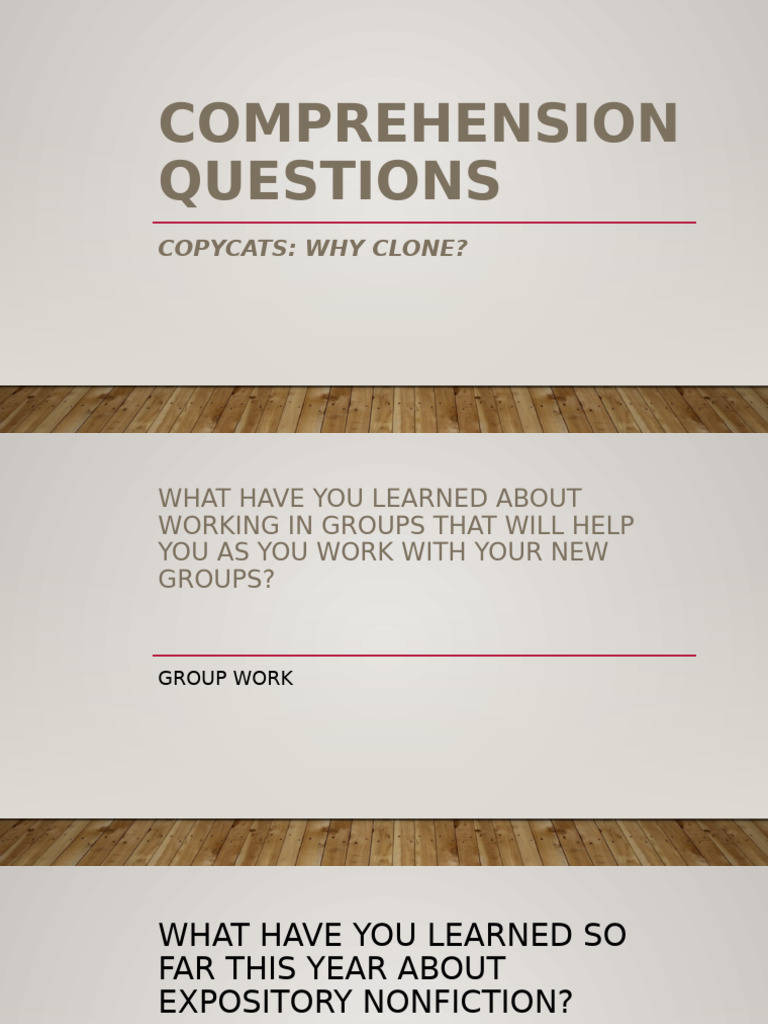 Comprehension Questions | PDF | Self-Improvement