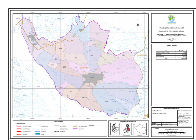 Mapa Division Politico Administrativa Veredal Municipio de Espinal | PDF