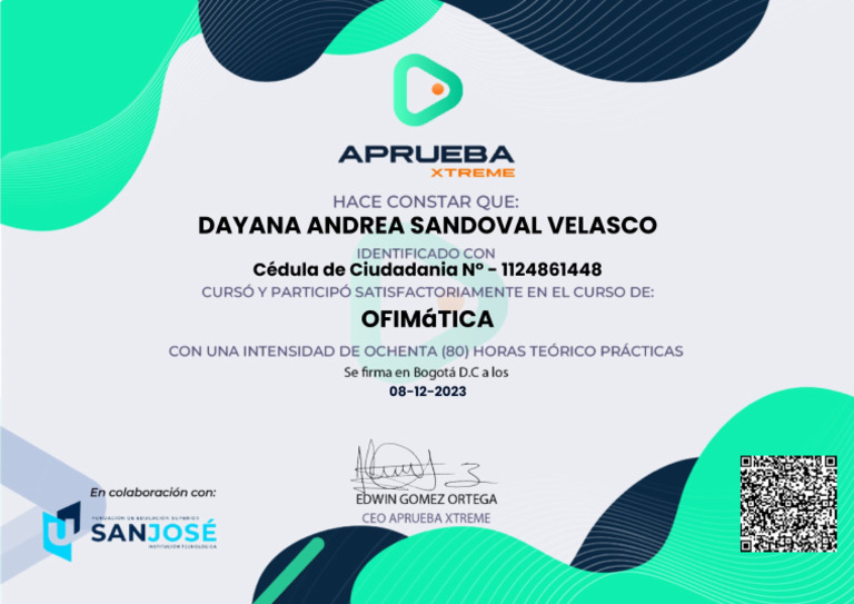 Certificado OFIMáTICA | PDF