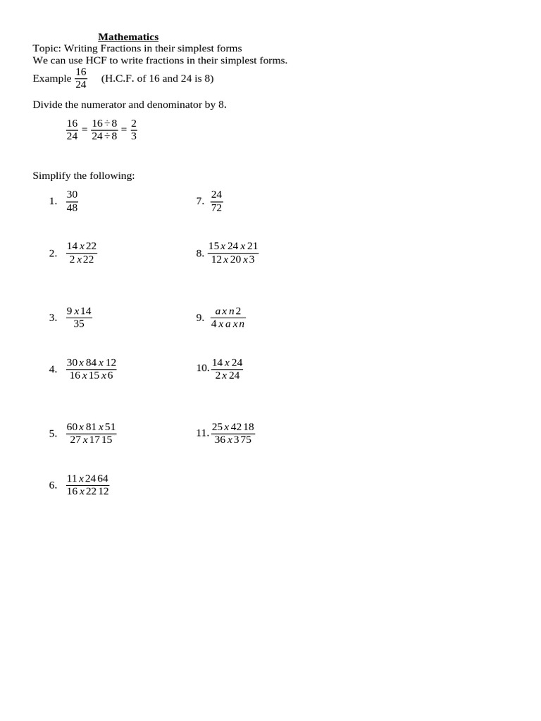 Simplifying Fractions Guide | PDF