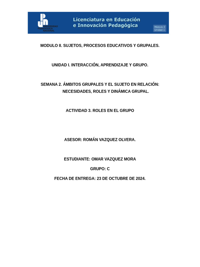 2C OVazquez Roles | PDF | Crecimiento personal y profesional