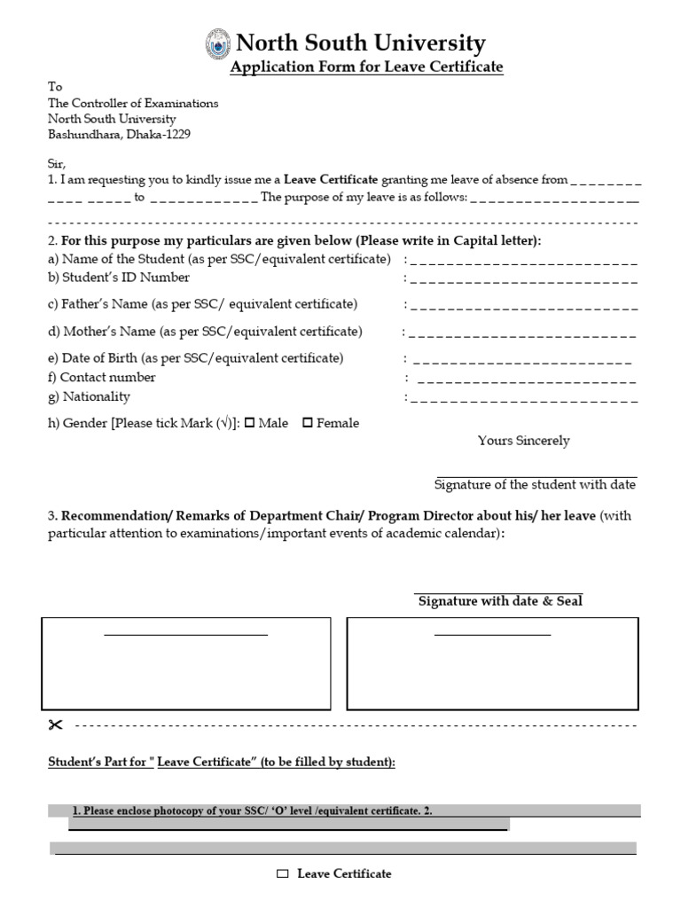 5-3258.7. Leave Certificate Application Form | PDF