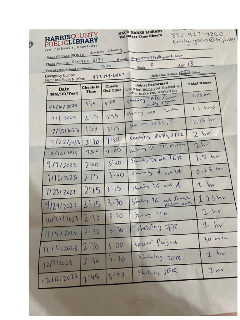 Library Hours Log | PDF
