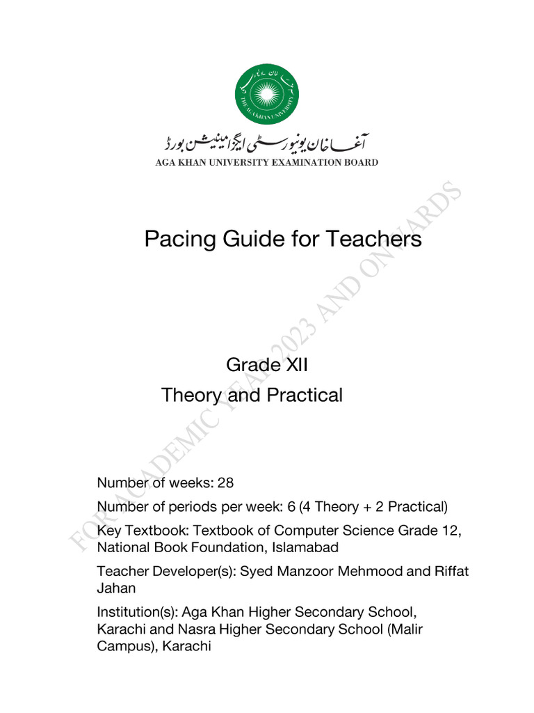 Pacing Guide Computer Science HSSC-II | PDF | Foreign Language Studies