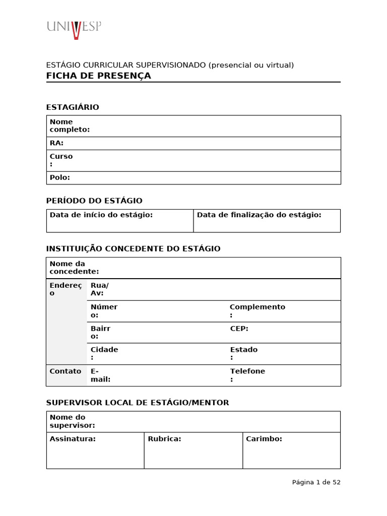 Ficha_de_presenca_Estagio | PDF