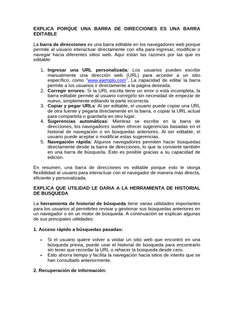 Explica Porque Una Barra de Direcciones Es Una Barra Editable | PDF ...